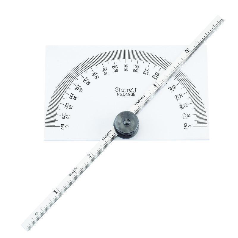Starrett® C493B Non-Reversible Protractor/Depth Gage, 0 to 180 deg ...