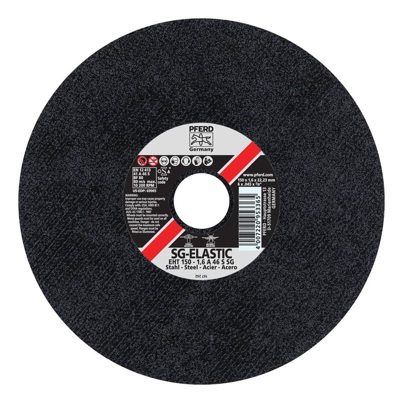 PFERD 61323106 Performance Line SG-ELASTIC Flat Cut-Off Wheel, 6 in Dia ...