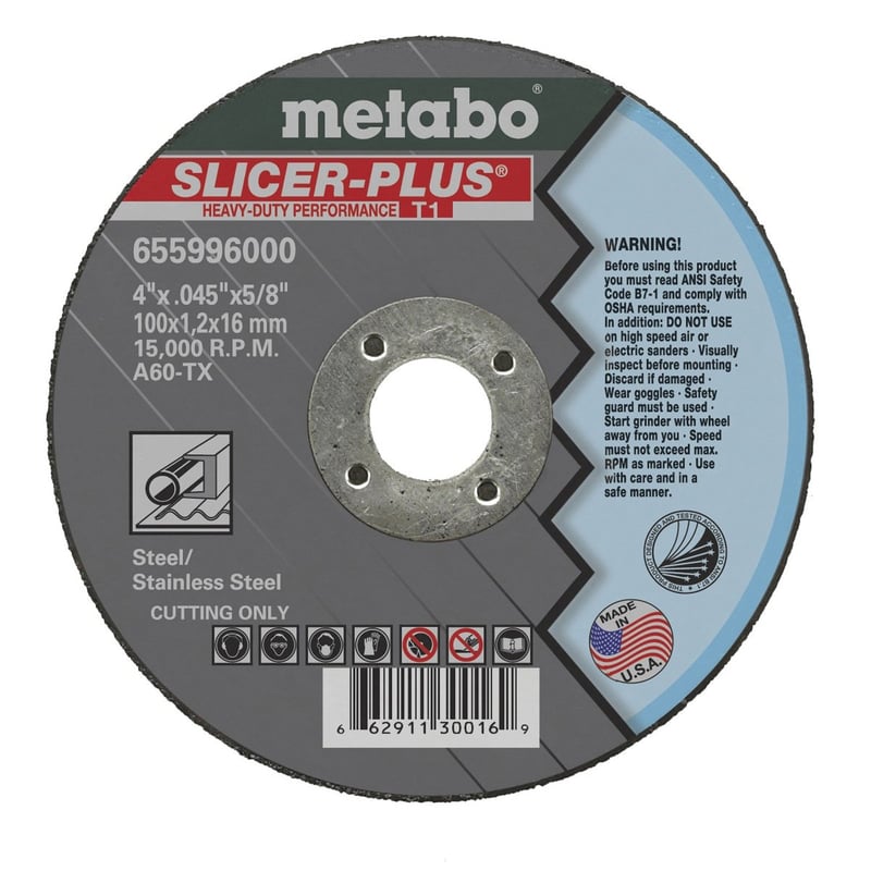 metabo® 655996000 Slicer Plus Straight Cut-Off Wheel, 4 in Dia x 0.045 ...
