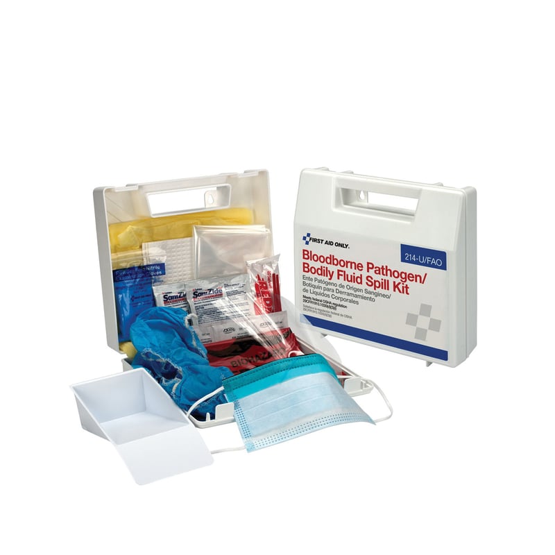 First Aid Only® 214-U/FAO BBP and Bodily Fluid Spill Kit, Plastic Carry ...