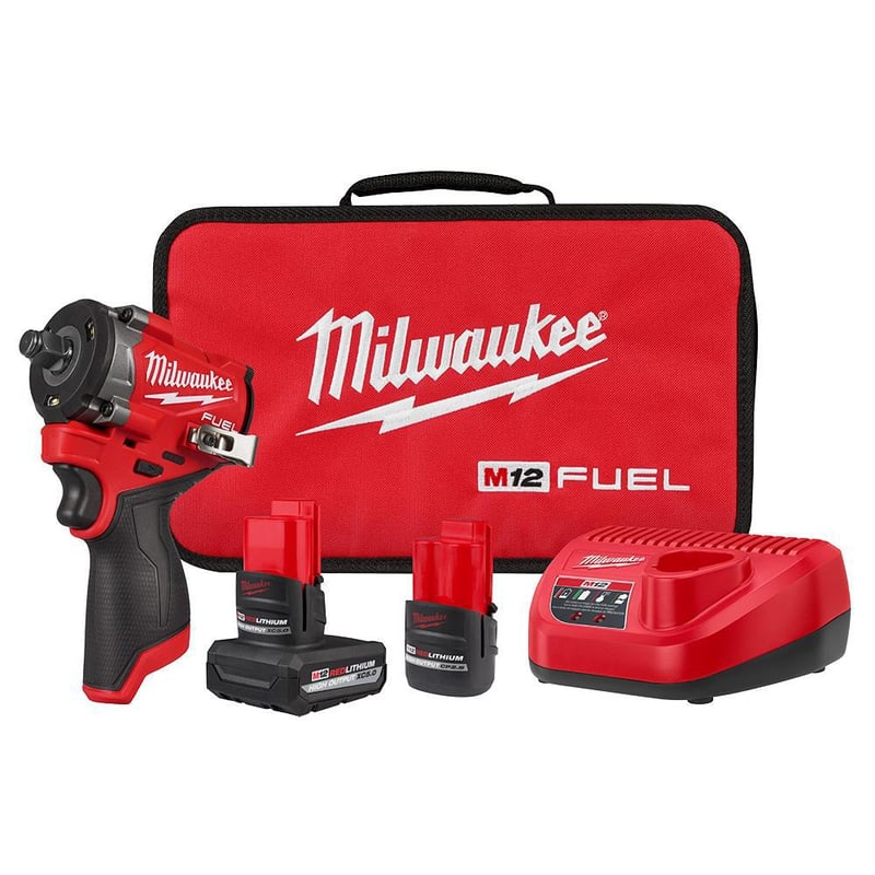 Milwaukee® 2563-22 M12 FUEL™ Stubby Impact Wrench Kit, 1/2 in Drive ...