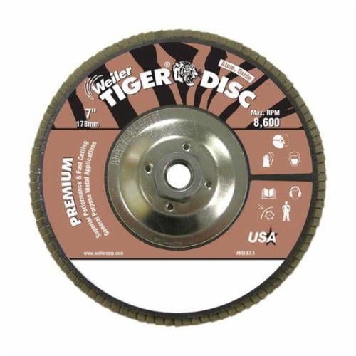 Tiger® 50746 Premium Coated Abrasive Flap Disc, 7 in Dia, 120 Grit ...