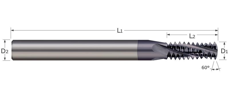 MICRO 100® TM-600-16 Single Form Thread Milling Cutter, 10-32 Thread, 4 ...