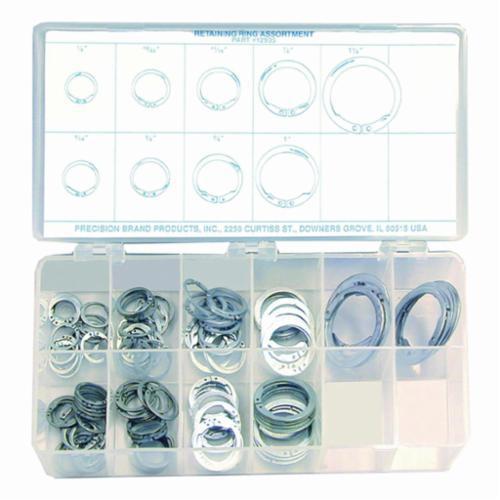 Precision Brand® 12935 Retaining Ring Assortment, 1/2 to 1-1/4 in, 140 ...
