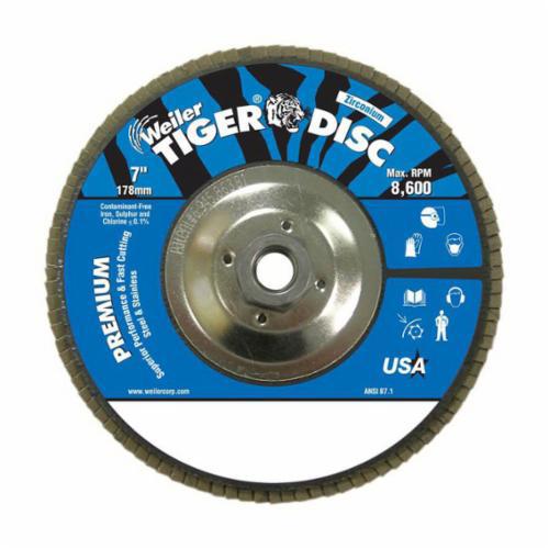 Tiger® 50546 Premium Coated Abrasive Flap Disc, 7 in Dia Disc, 120 Grit ...