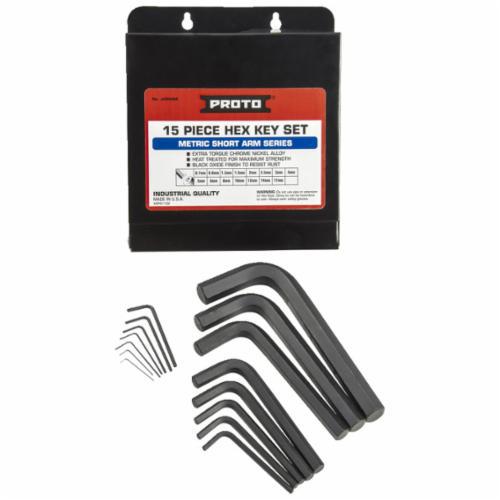 Proto® J4988M Short Arm Hex Key Set, Metric, 15 Pieces, 0.7 to 17 mm ...
